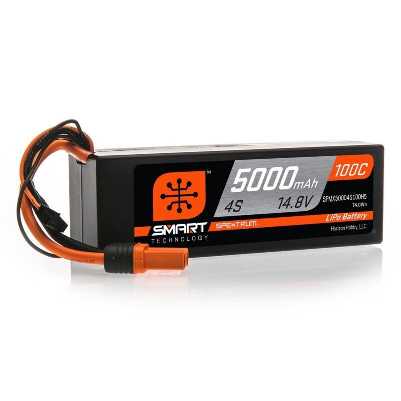 Spektrum 5000mah 4S 14.8v 50C Smart Hard Case LiPo Battery with IC5 ... Spektrum 5000mah 4S 14.8v 50C Smart Hard Case LiPo Battery with IC5 ...